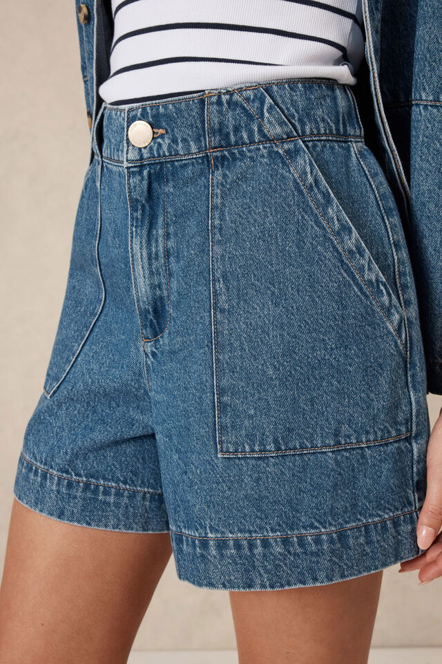 Belted Denim Short Jf